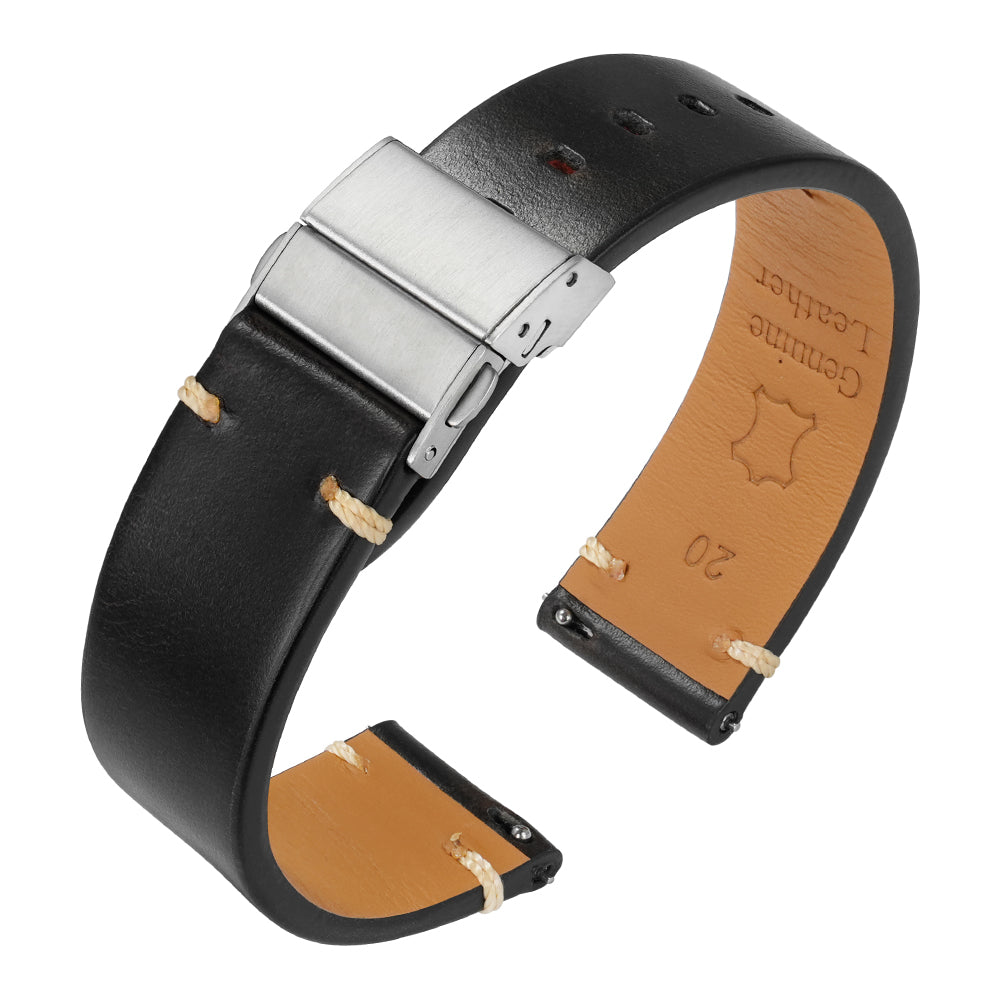 Waxed Leather Watch Strap | Vintage Patina, Quick-Release | IBENIFIT ...
