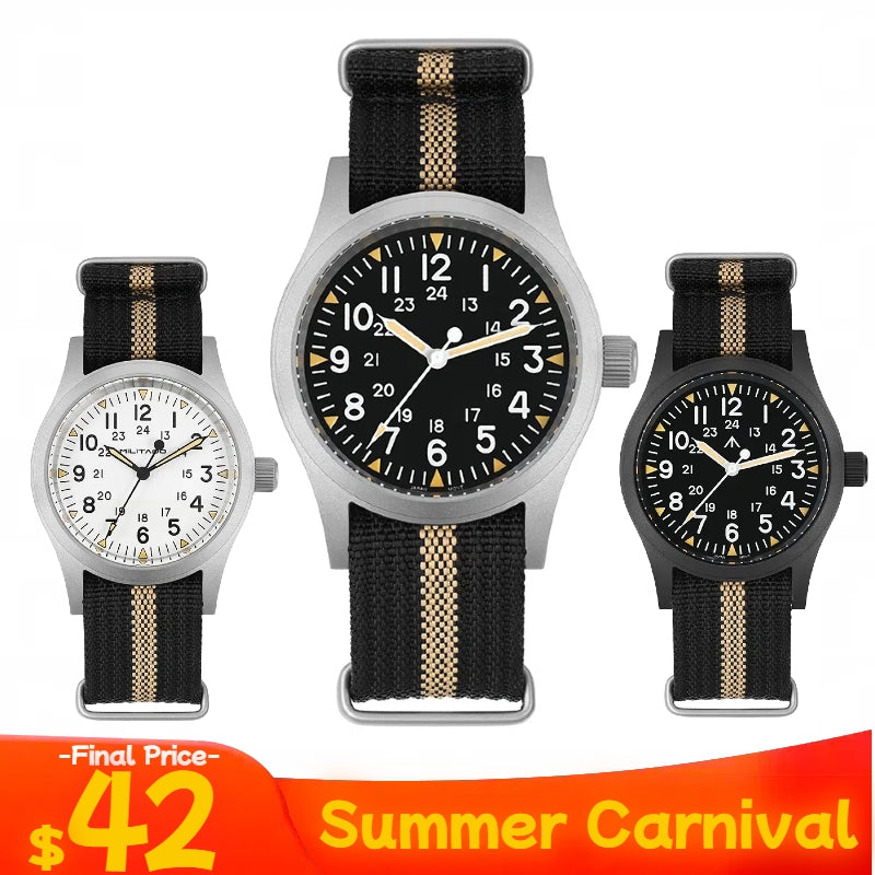 ★Summer Sale★Militado 38mm Sapphire Crystal Pilot Field Watch ...